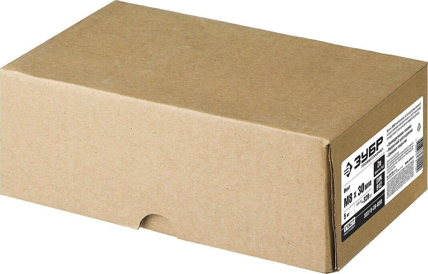 ЗУБР DIN 912, кл. пр. 8.8, М8 х 30 мм, цинк, 5 кг, винт с внутренним шестигранником, Профессионал (30318-08-030)