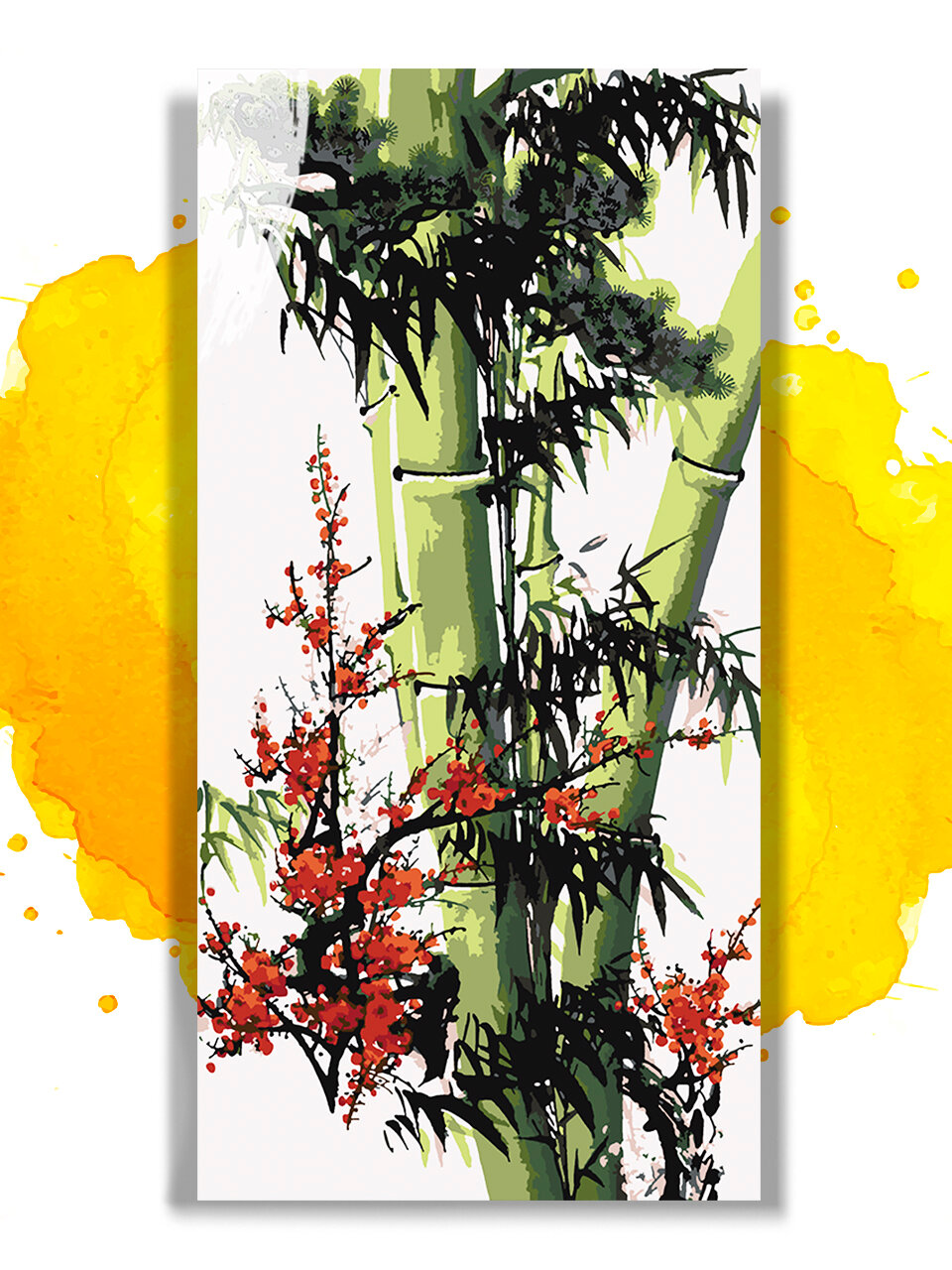Картина по номерам на холсте Бамбук и Сакура, 30 х 60 см
