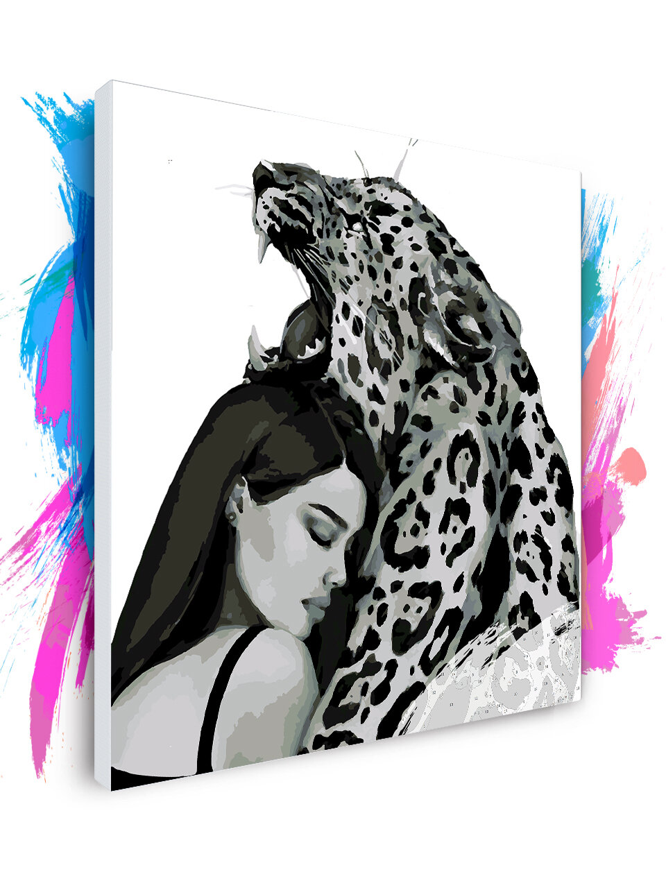 Картина по номерам на холсте Девушка и леопард, 40 х 40 см