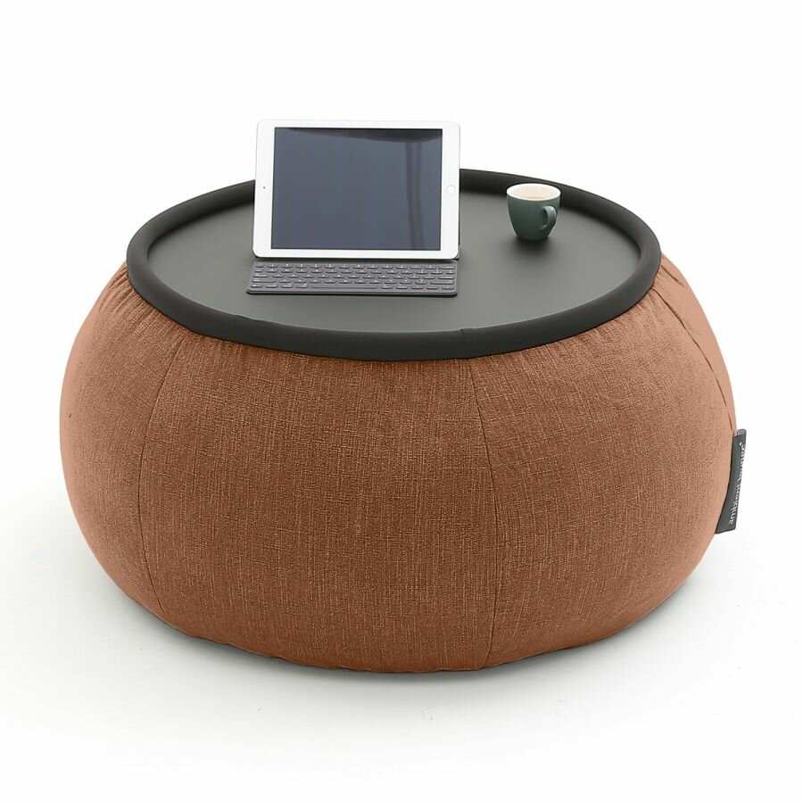 Бескаркасный мягкий столик пуф Ambient Lounge - Versa Table - Terra Cocta (шенилл, терракотовый)
