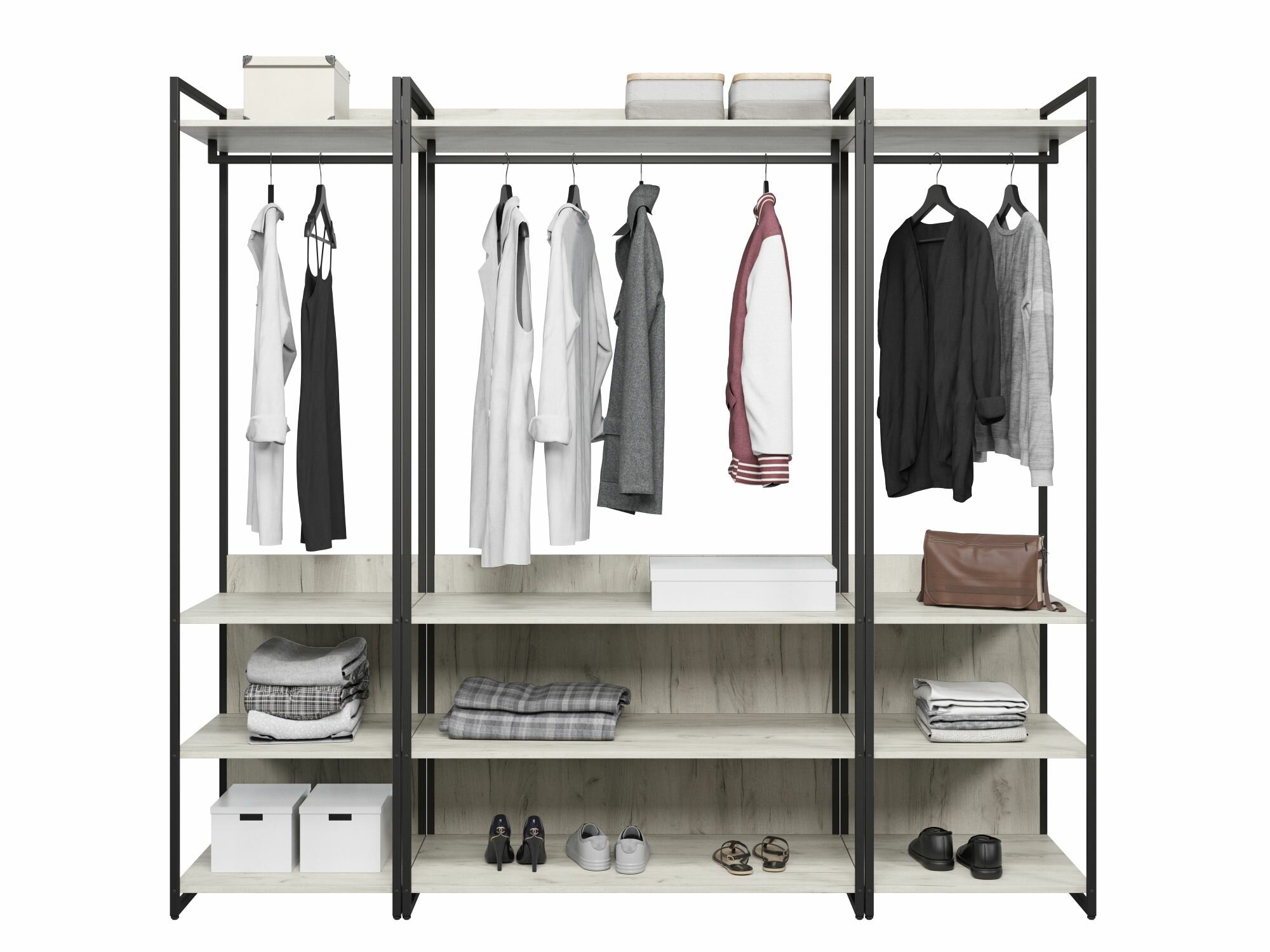 Гардеробная система Урбан Лофт 06 Черный/Дуб крафт белый с вешалками и полками