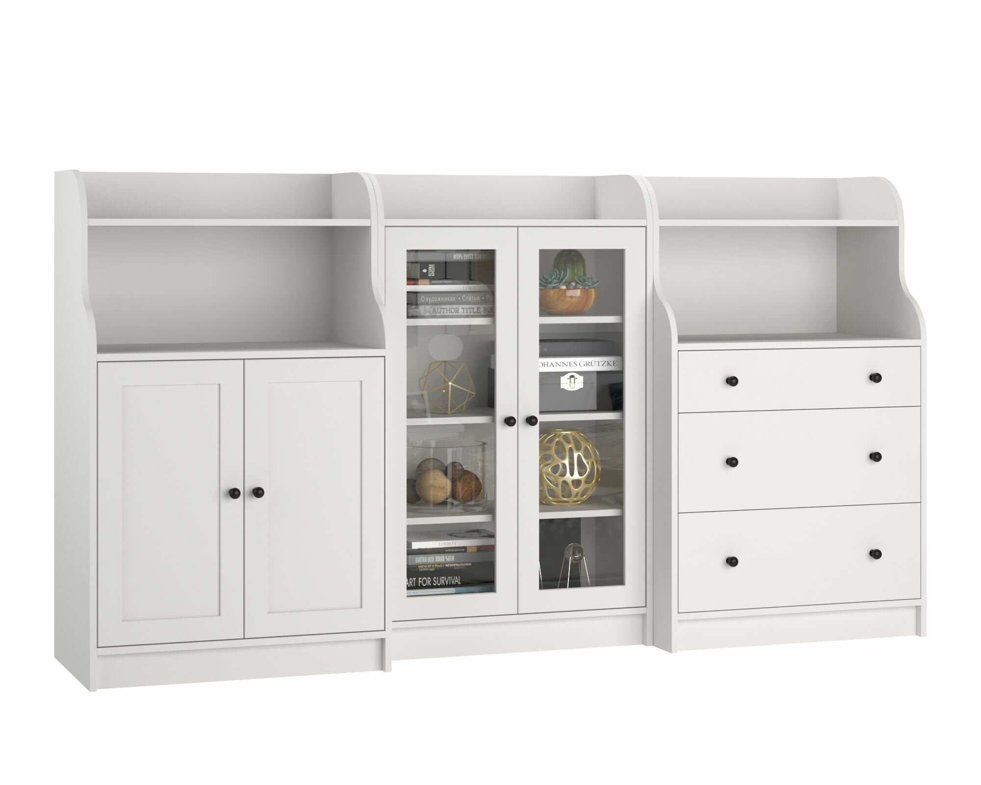 Комод с полками и ящиками "Хауга Белый 8" 210х116х46