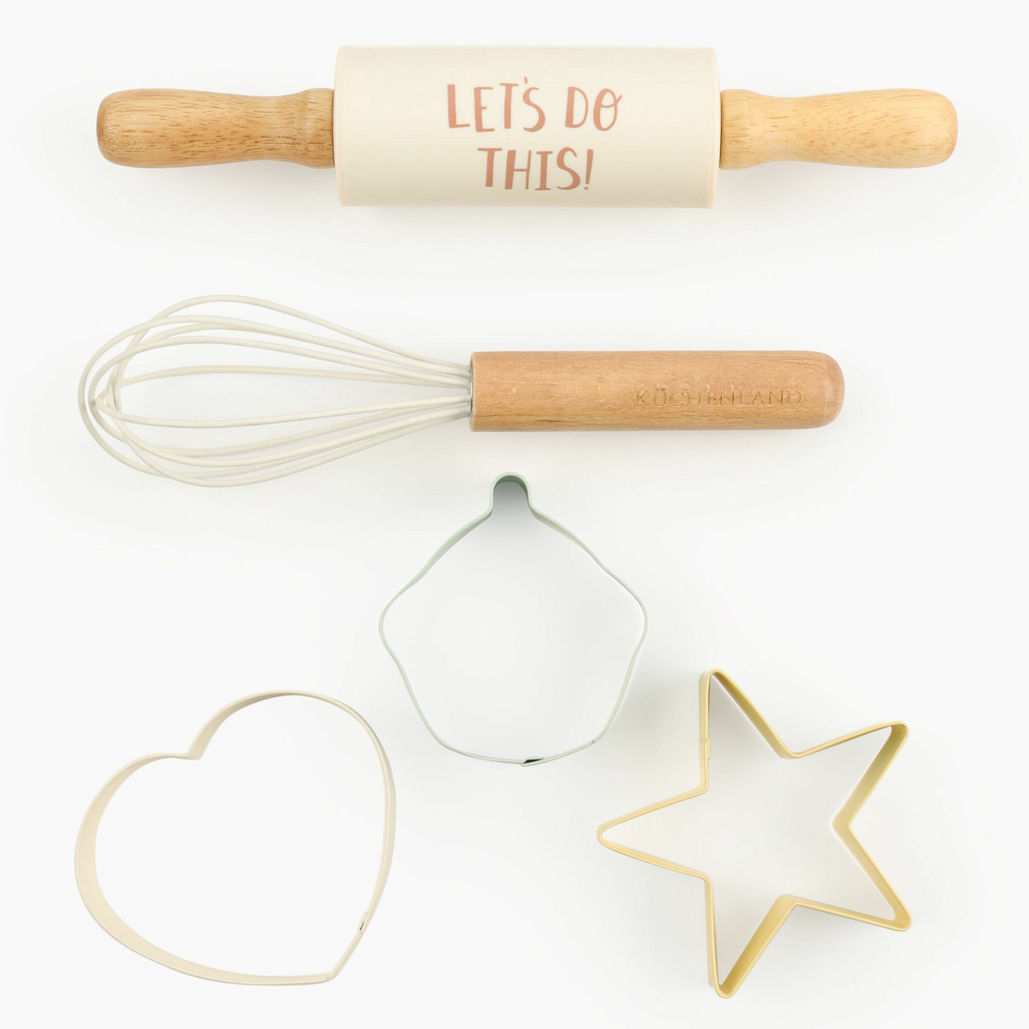 Набор для выпечки, 5 пр, скалка/венчик/формы, Фигуры, Bakery