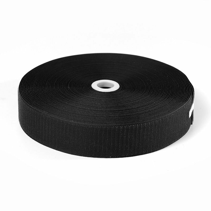 Велкро ширина 50мм цвет чёрный (липучка жесткая часть крюк) рулон 25м