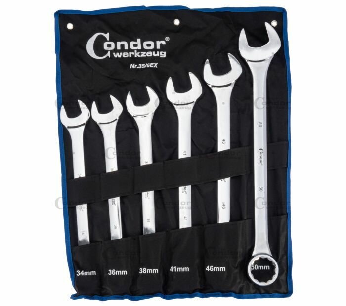 Набор ключей рожково-накидных длинных 34-50мм 6 предметов арт. 35-6EX Condor Werkzeug (Германия)