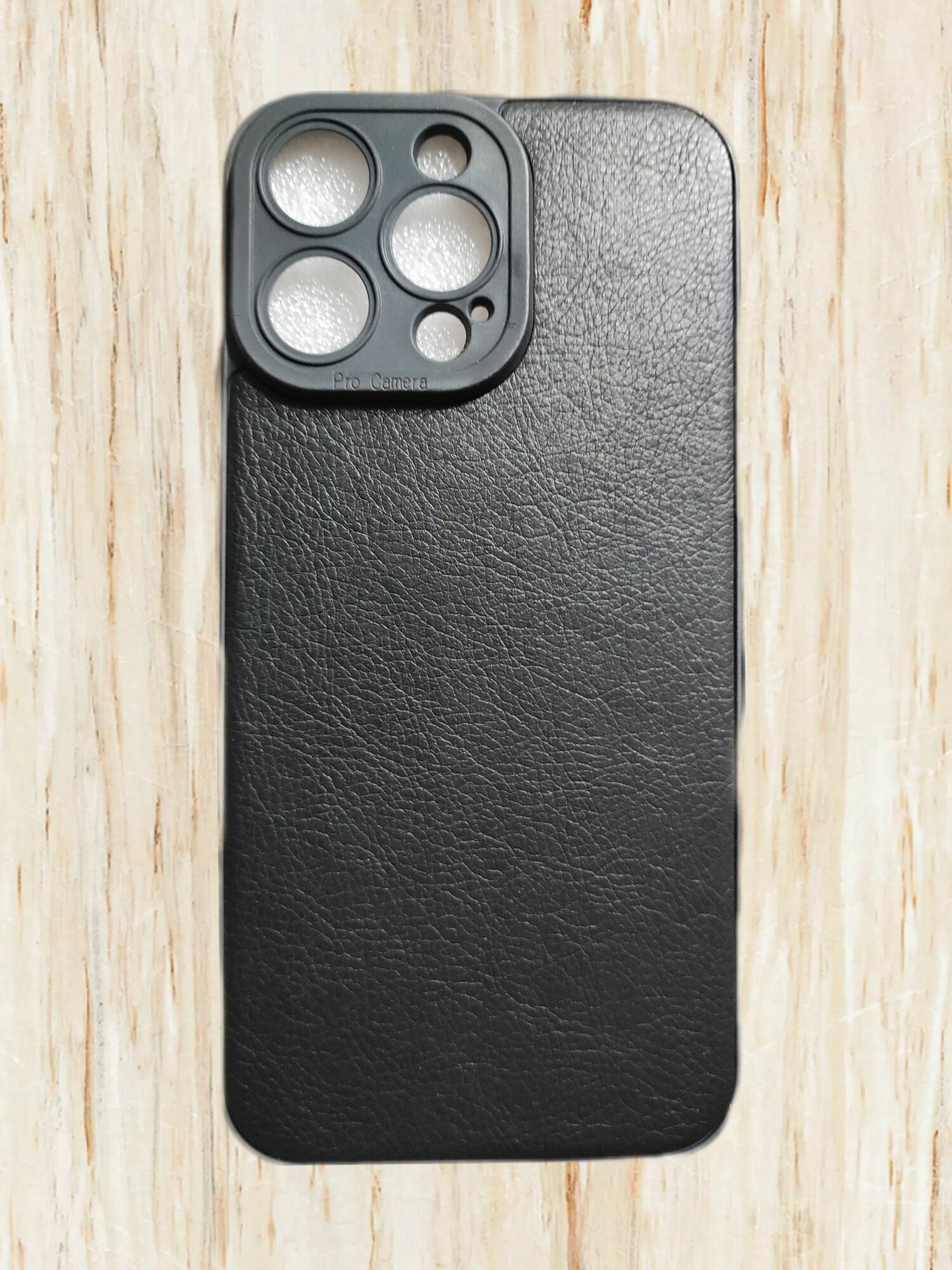 Чехол на iPhone 15 pro Max силиконовый бампер чёрный из эко-кожи эпл айфон 15 про Макс, с защитой камеры