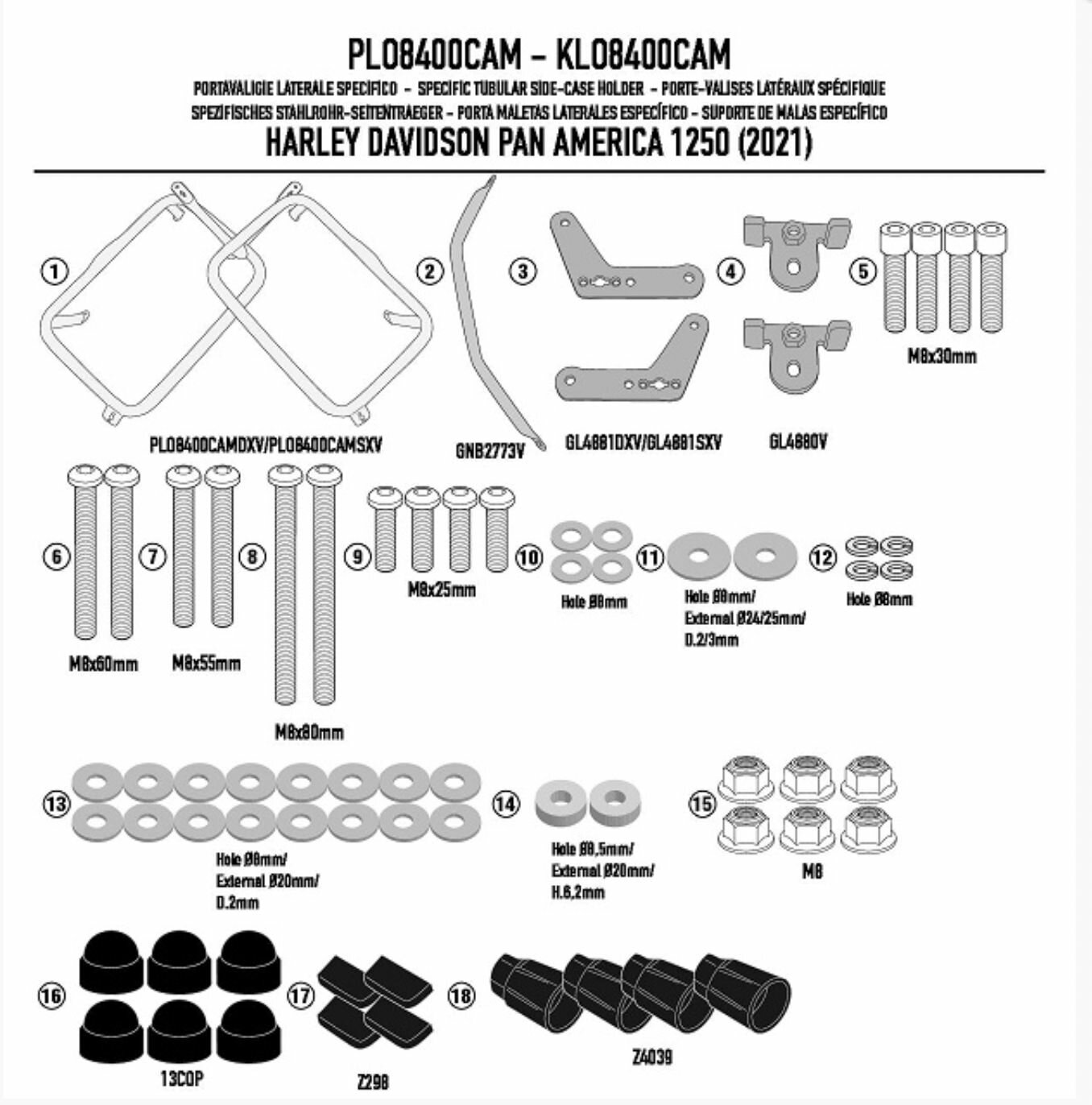 Крепление боковых кофров KAPPA KLO8400CAM