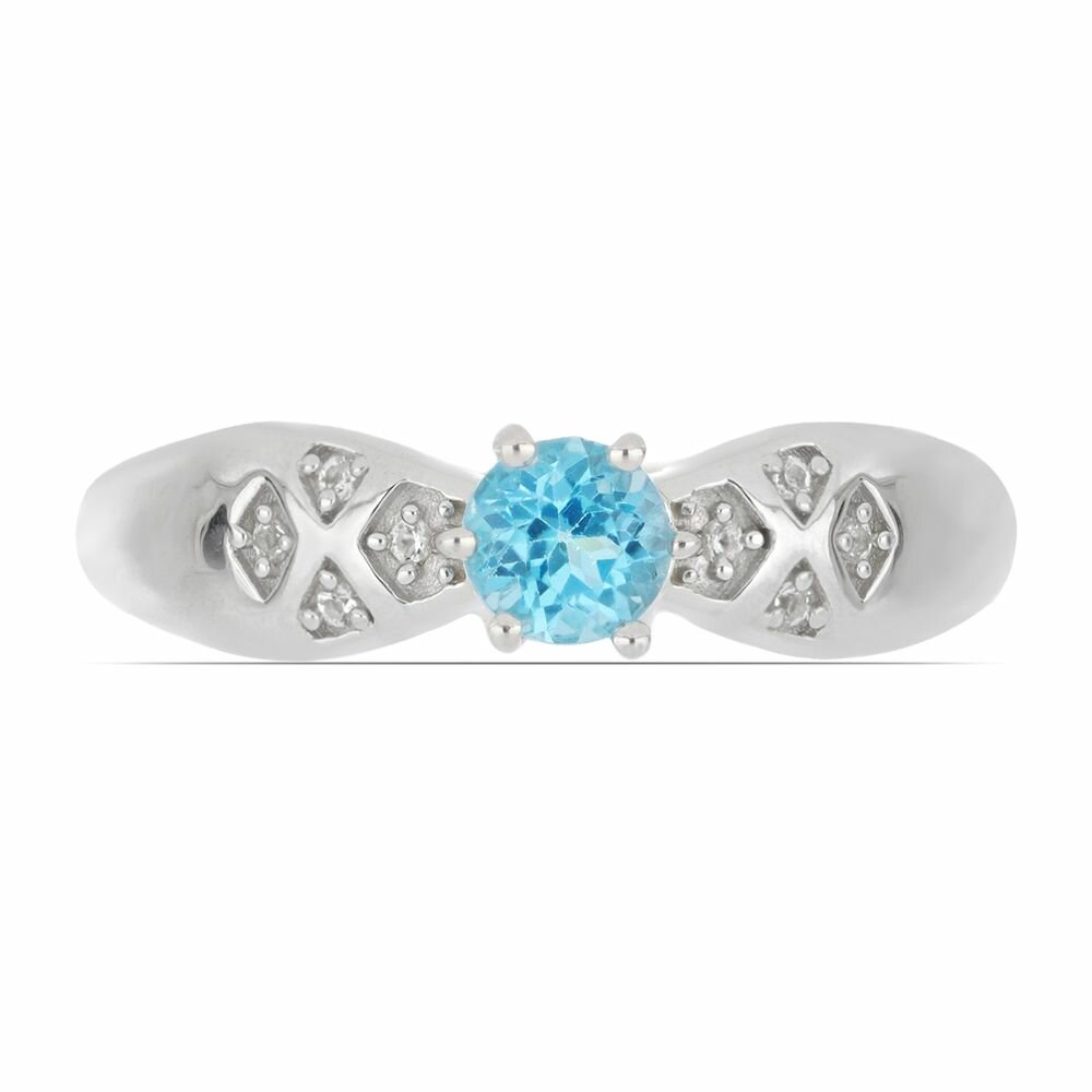 Кольцо тонкое, серебро, 925 проба, родирование, топаз