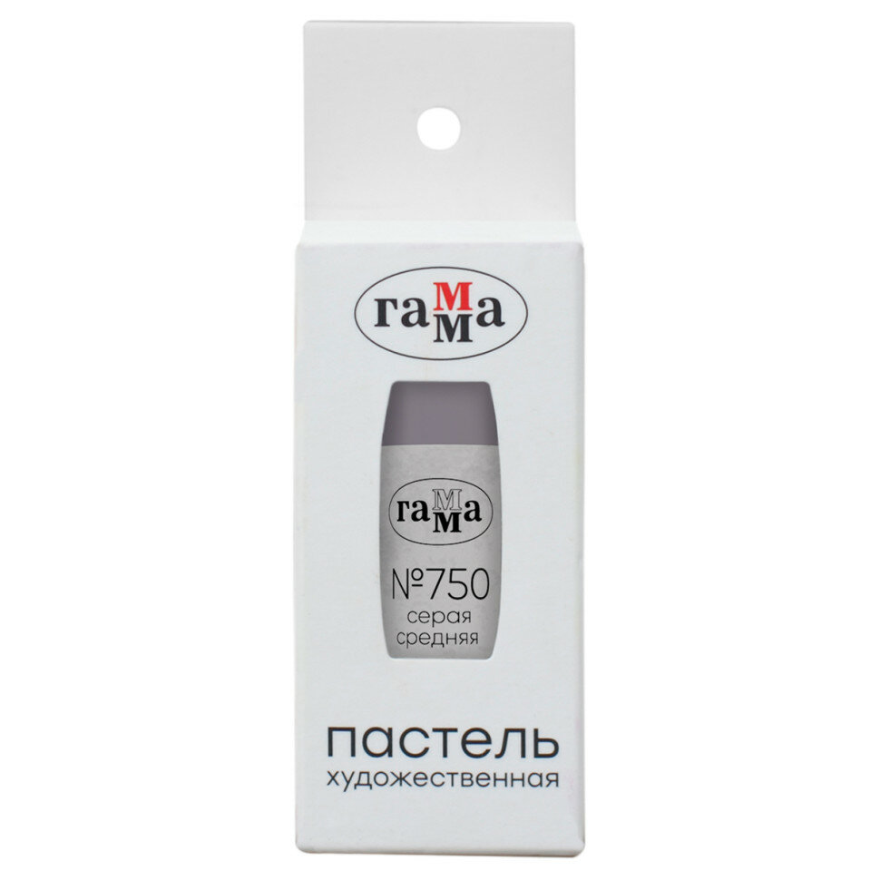 Пастель художественная Гамма, серая средняя №750, штучная, картон. упаковка, 368651