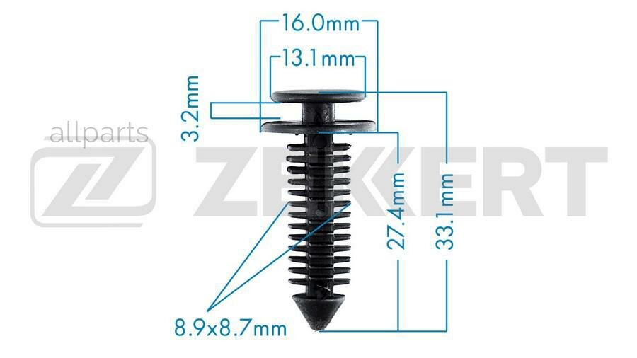 ZEKKERT BE-1489 Клипса крепёжная Ford (миним. кол-во заказа 10 шт)
