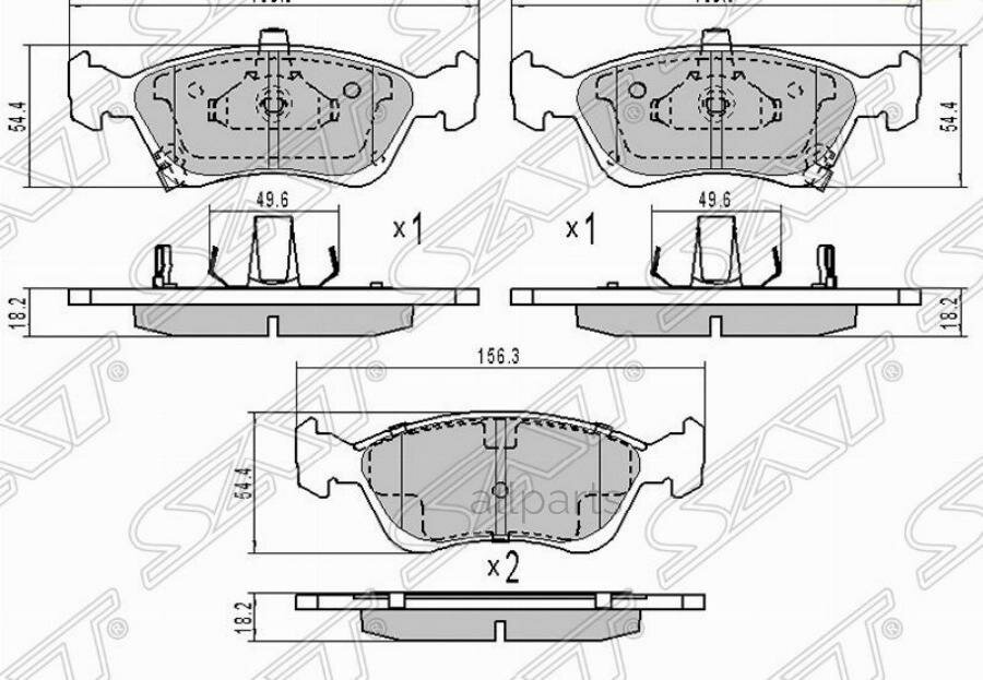 SAT ST-04465-05020 Колодки тормозные (Спереди) Toyota Avensis (T220) 97-03