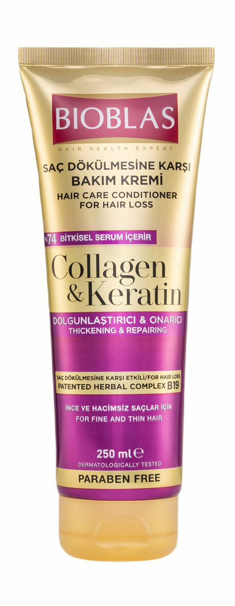 Bioblas Collagen Keratin Hair Care Conditioner For Hair Loss Кондиционер для объема тонких волос с коллагеном и кератином 250мл