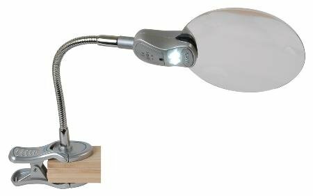 Лупа 107мм 2x+24мм 6х с зажимом и подсветкой