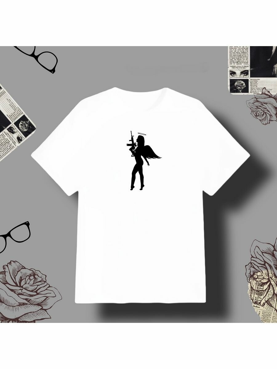 Футболка девушка с оружием ангел