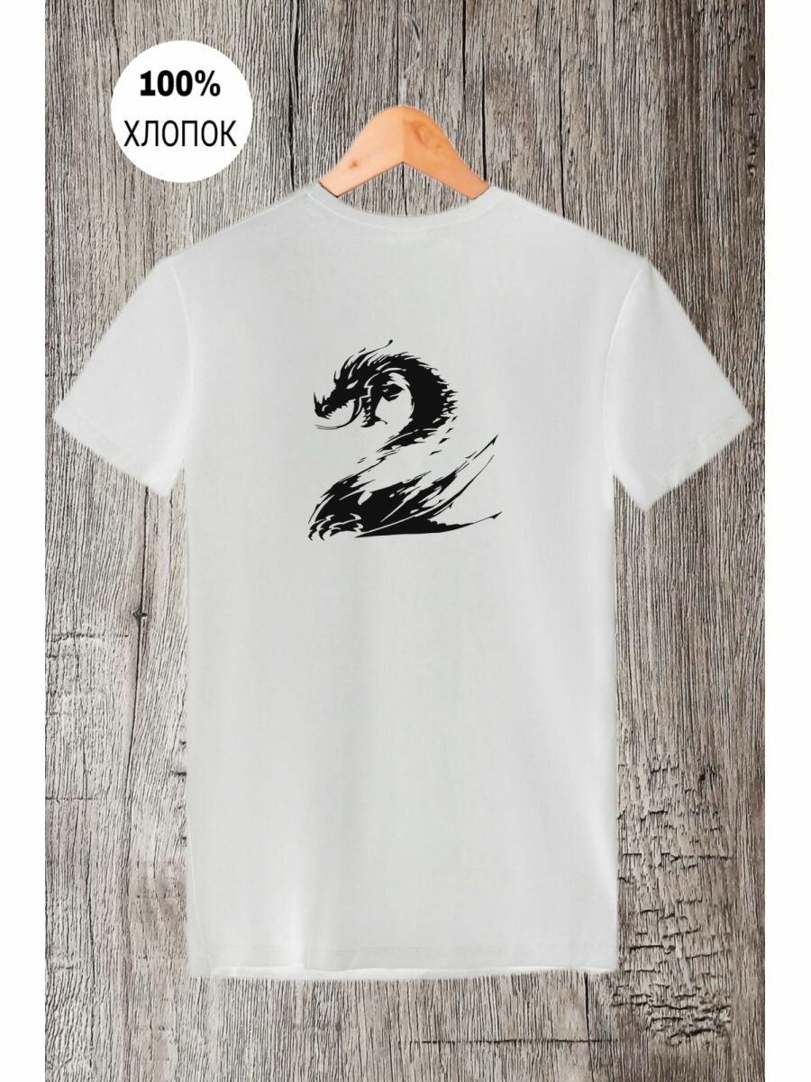 Футболка дракон тату черный принт dragon