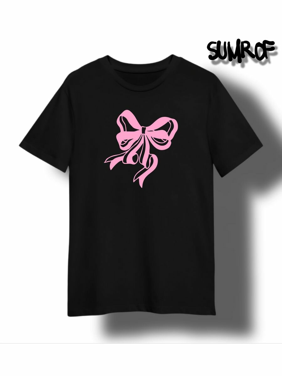 Футболка бантик розовый