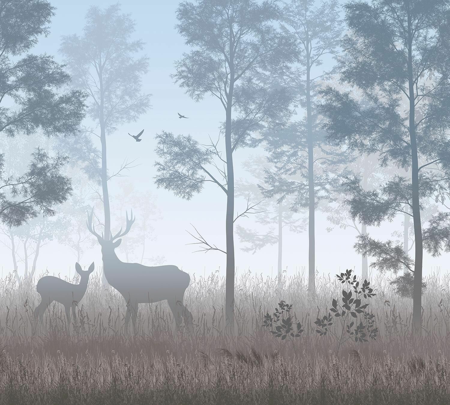 Фотообои/ F-105 Олени в вечернем лесу 300х270-1Divino