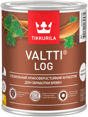Антисептик Tikkurila Valtti Log 0.9л Рябина для Обработки Бревен Атмосферостойкий / Тиккурила Валтти Лог.