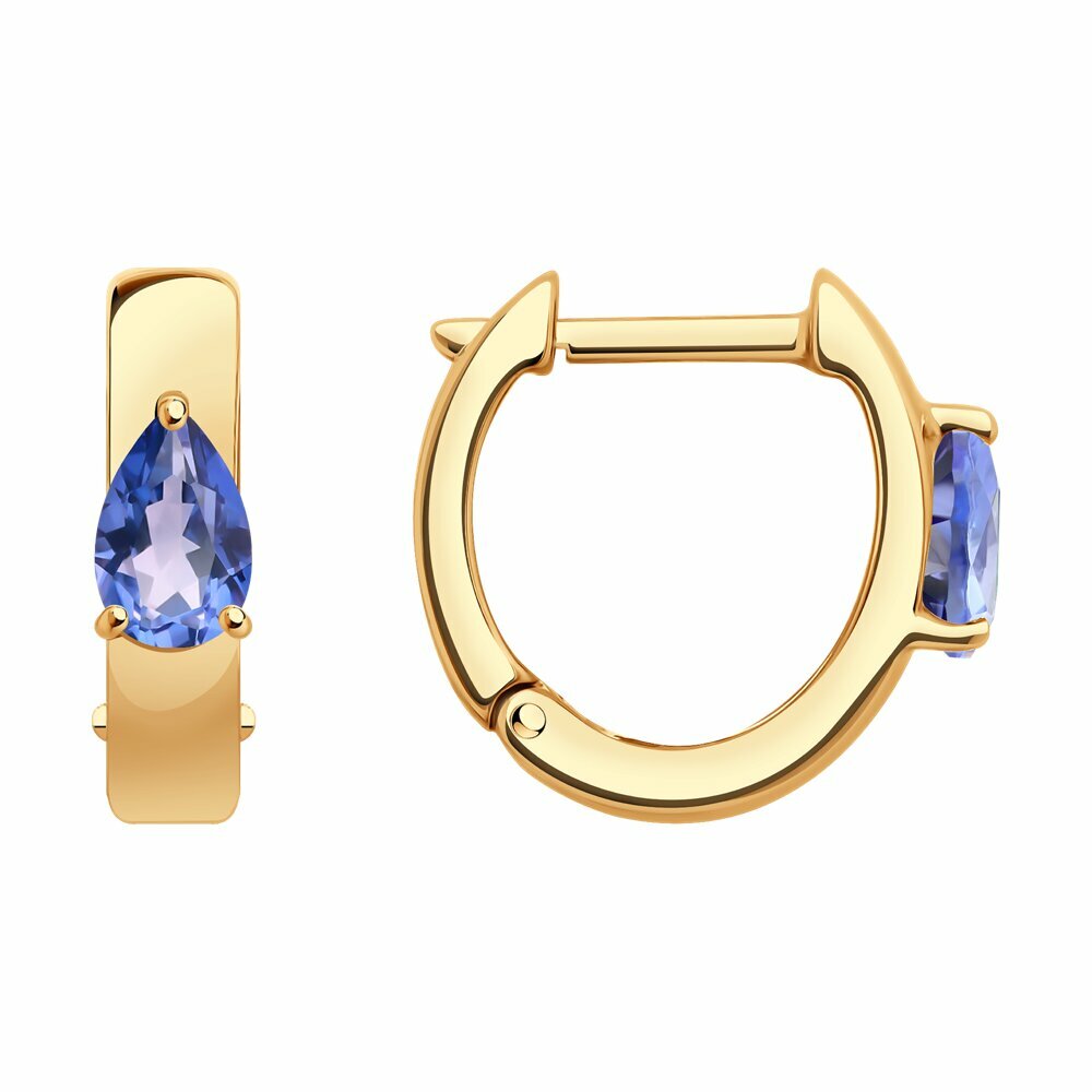 Серьги, красное золото, 585 проба, топаз