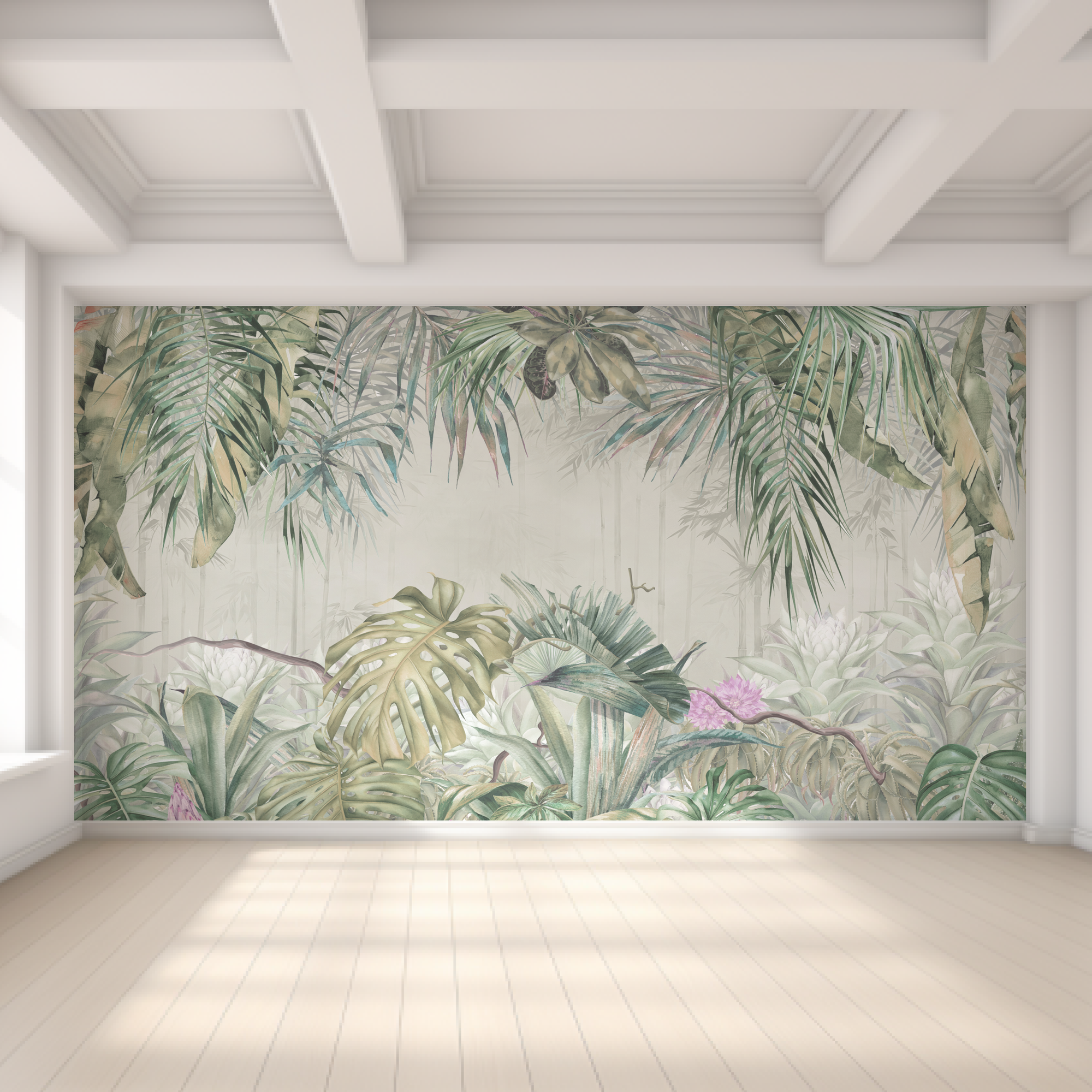 Фотообои Fotooboikin "Тропические листья", флизелиновые на стену, 500x280 см