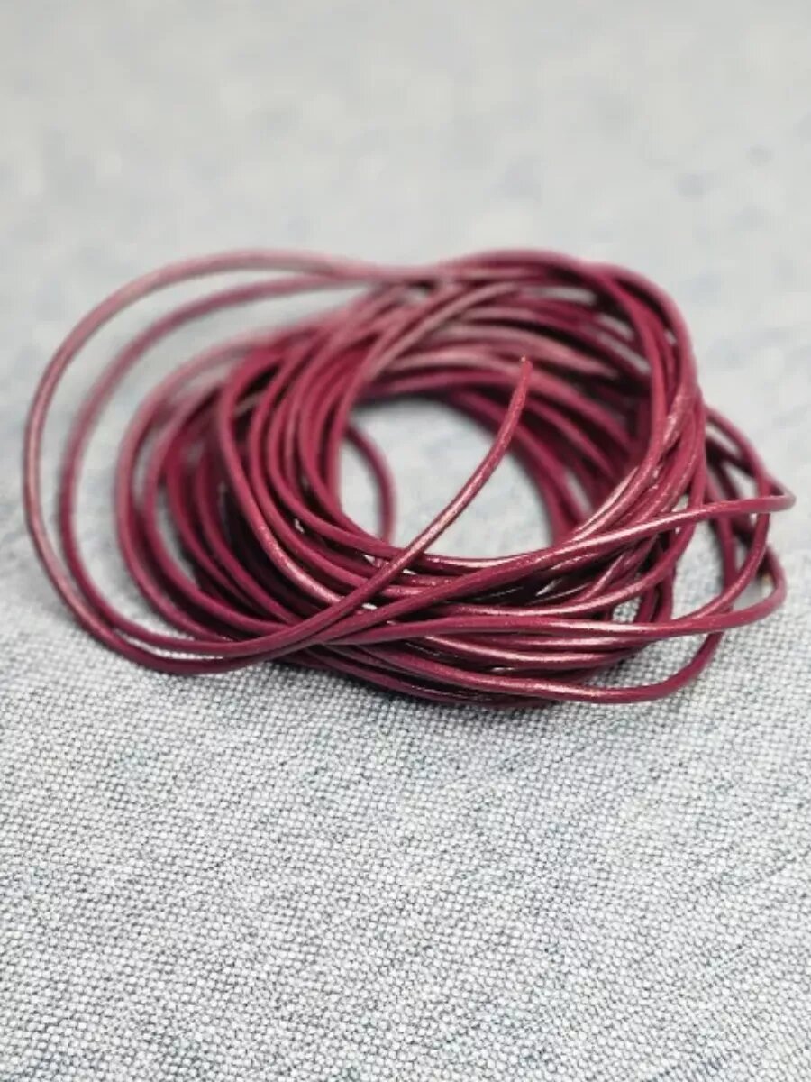 Кожаный шнур для плетения с круглым сечением бренда "Кофанов" диаметром 2 мм, длина 5 метром