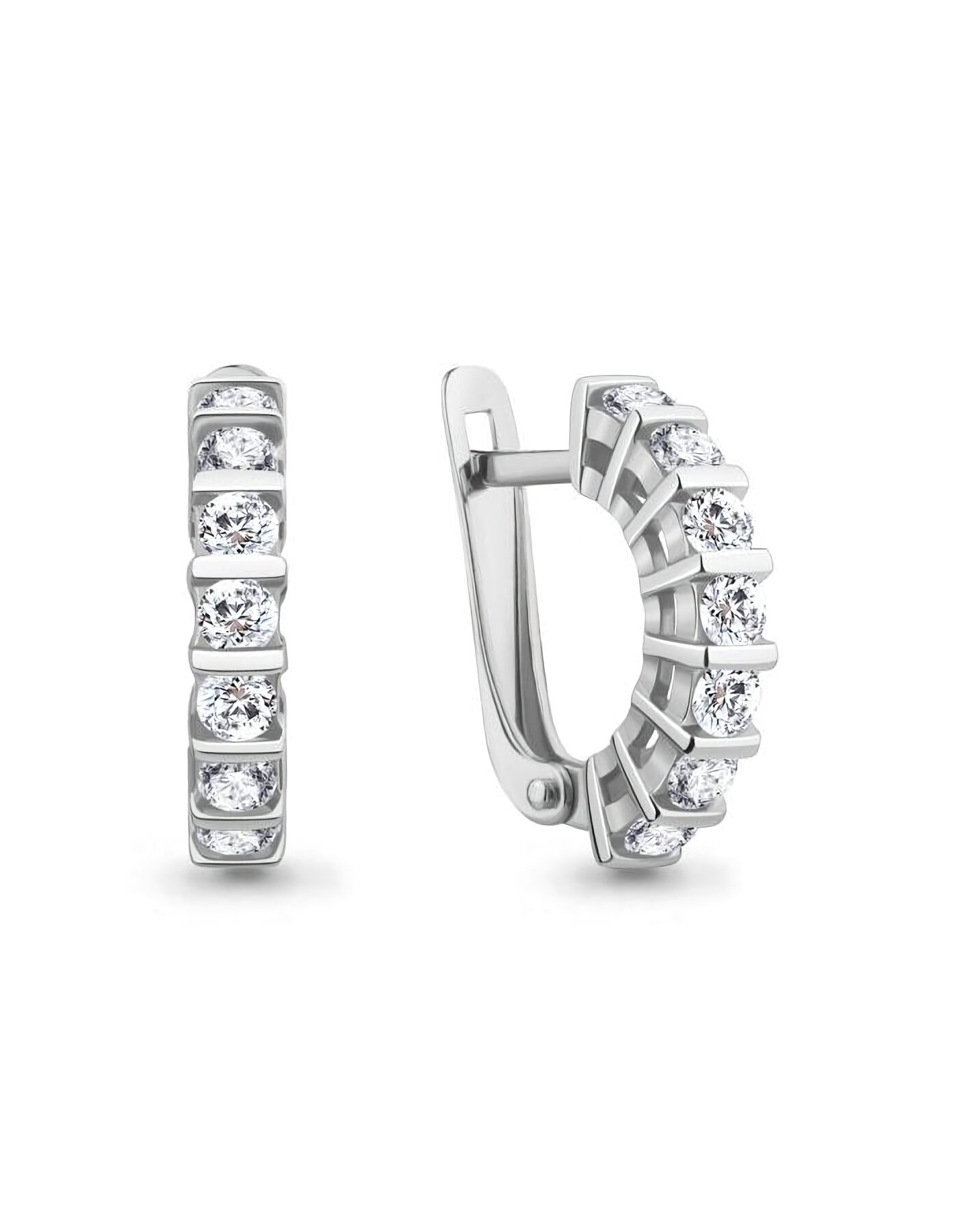 Серьги, серебро, 925 проба, родирование, фианит