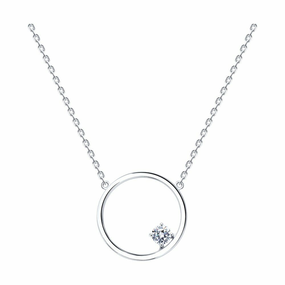 Колье, серебро, 925 проба, родирование, фианит