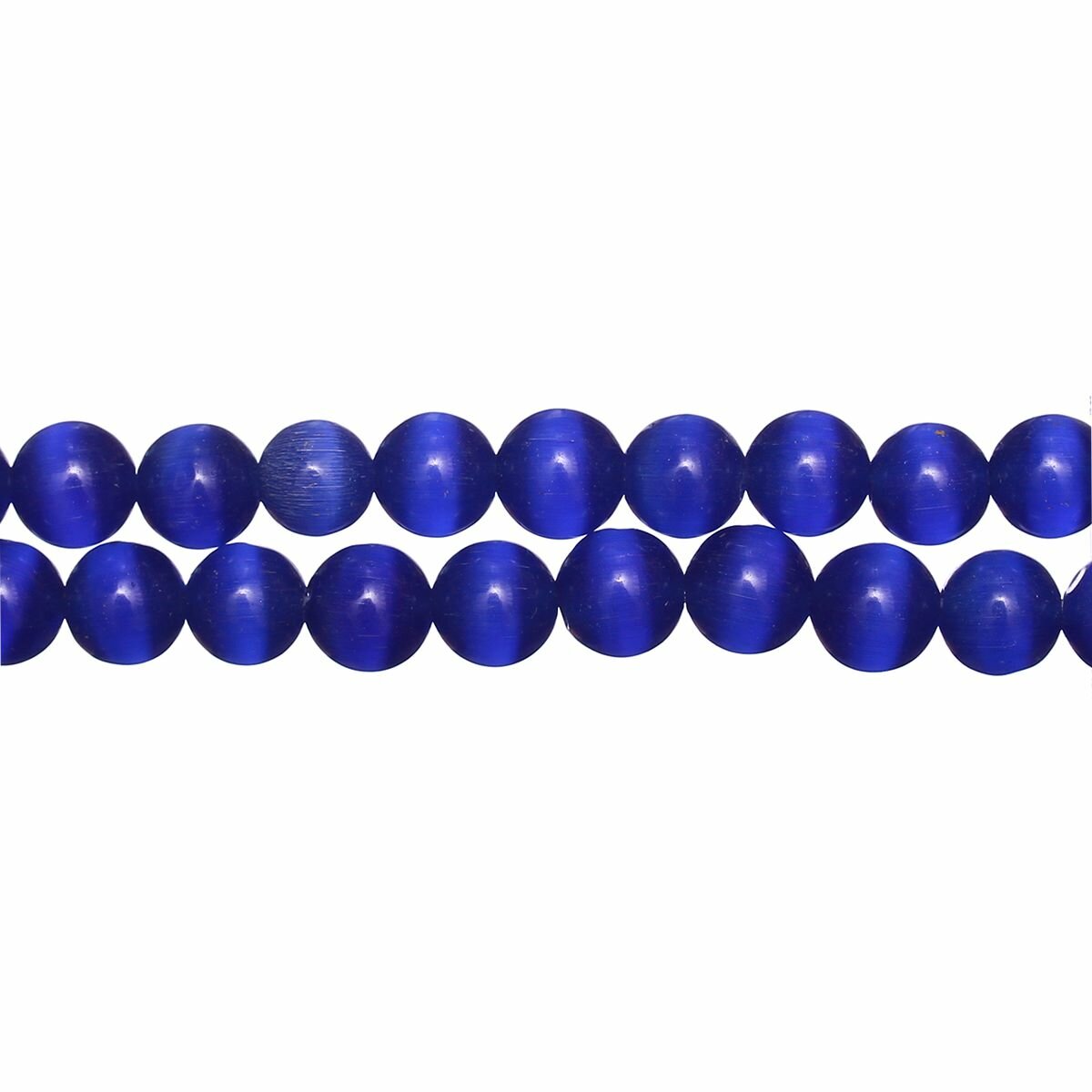 Бусины каменные, кошачий глаз (имитация), ярко-синий, 8мм, 48 шт, низка