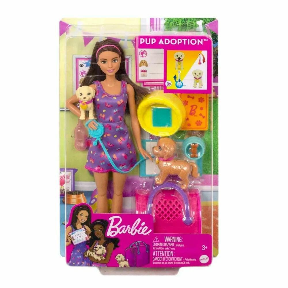 Игровой набор Mattel Barbie "Барби и щенки", пластик, до 12 лет