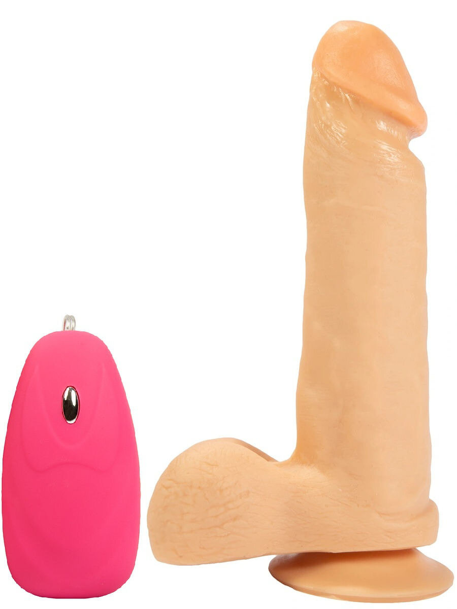 Вибратор на присоске с выносным блоком управления, телесного цвета, реалистичный, 20.5
