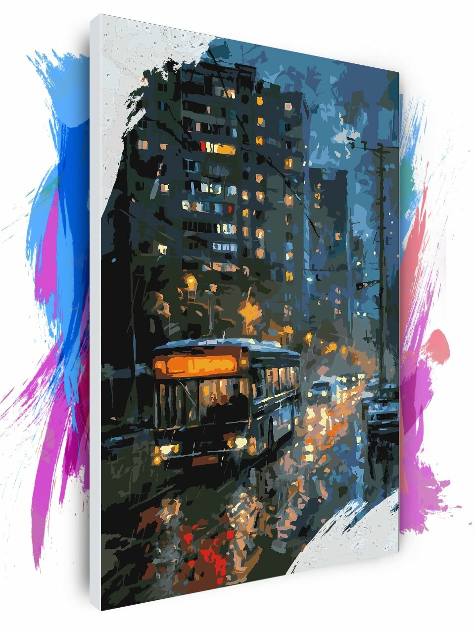 Картина по номерам на холсте Родные панельки - Дождливая погода, 80 х 120 см