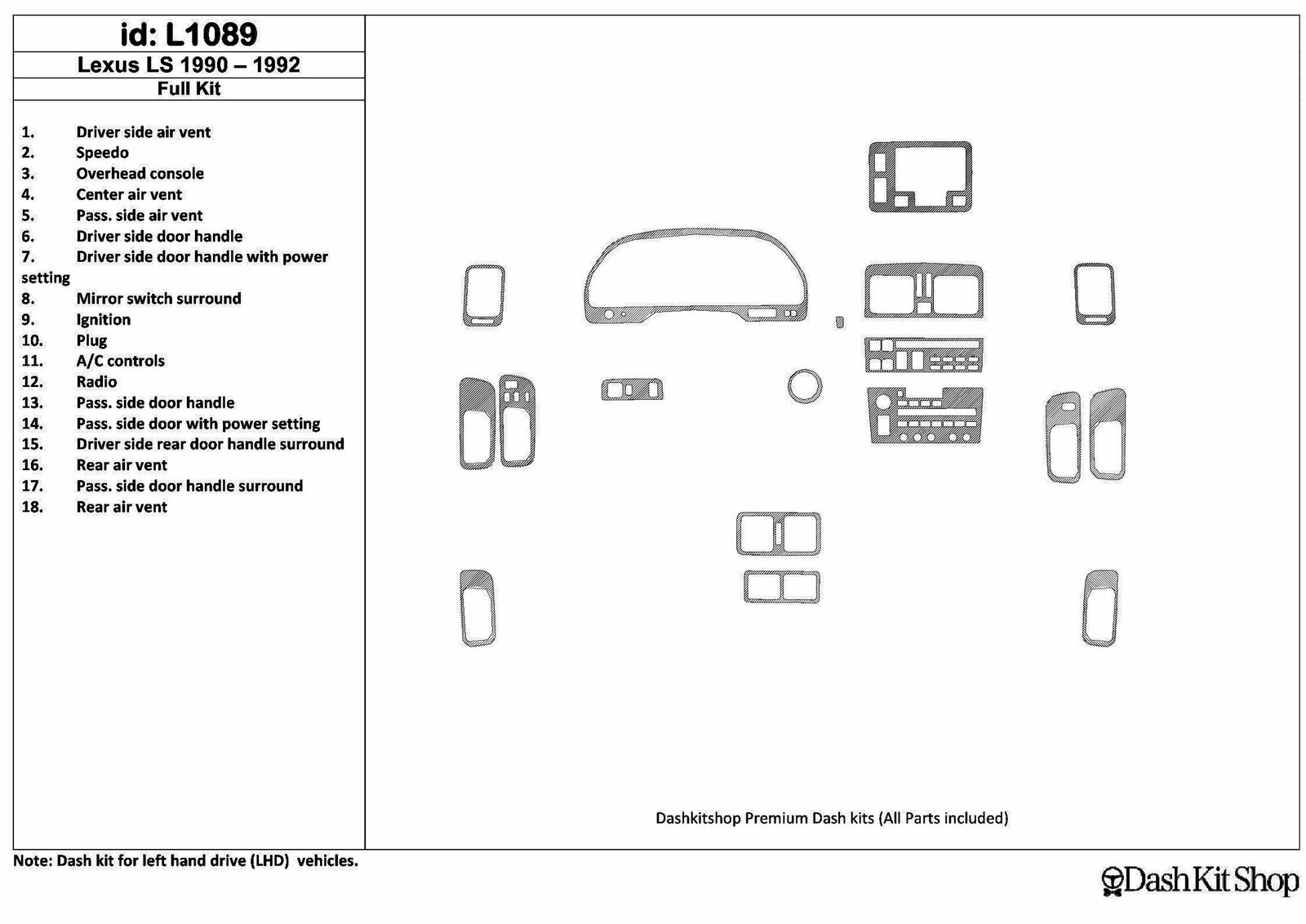 Накладки салона под дерево, карбон, алюминий для Lexus LX-470 1998-UP. Комплект L1088.