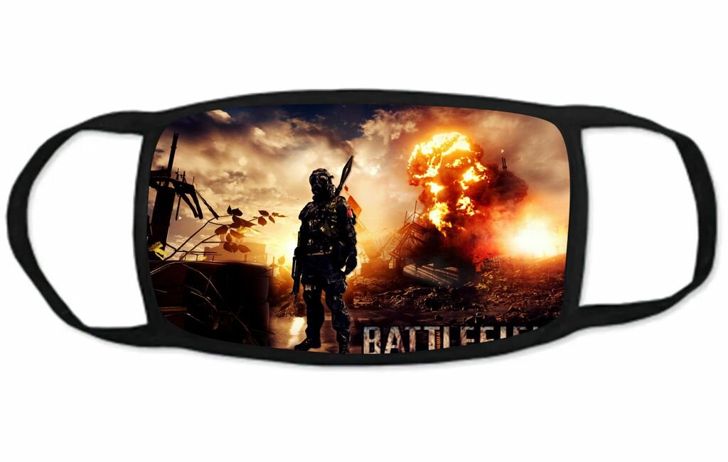 Маска защитная тканевая на лицо Battlefield, Бателфилд №2, Детская - 18 на 10 см