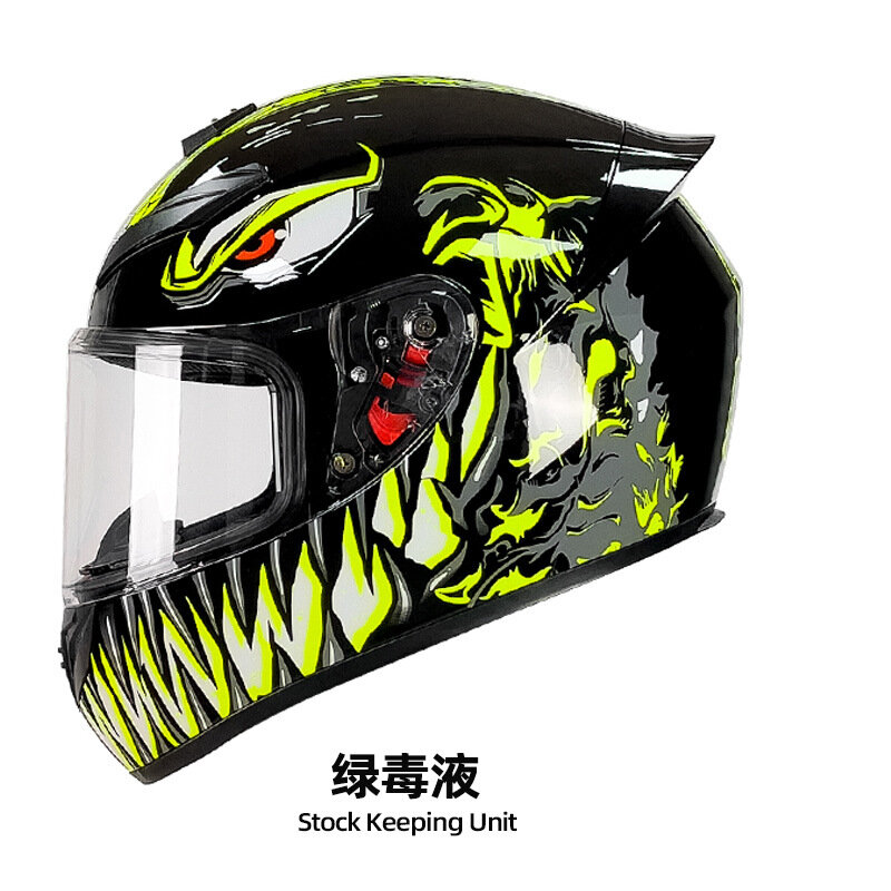 Шлем мотоциклетный, полнокомплексный, флуоресцентный, Venom, с прозрачными линзами, размер L