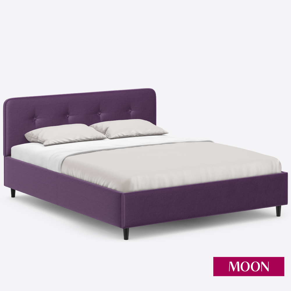 Кровать двуспальная с подъёмным механизмом на ножках, MOON FAMILY 1253, размер 140х200 см, велюр фиолетовый. Ортопедическое основание в комплекте