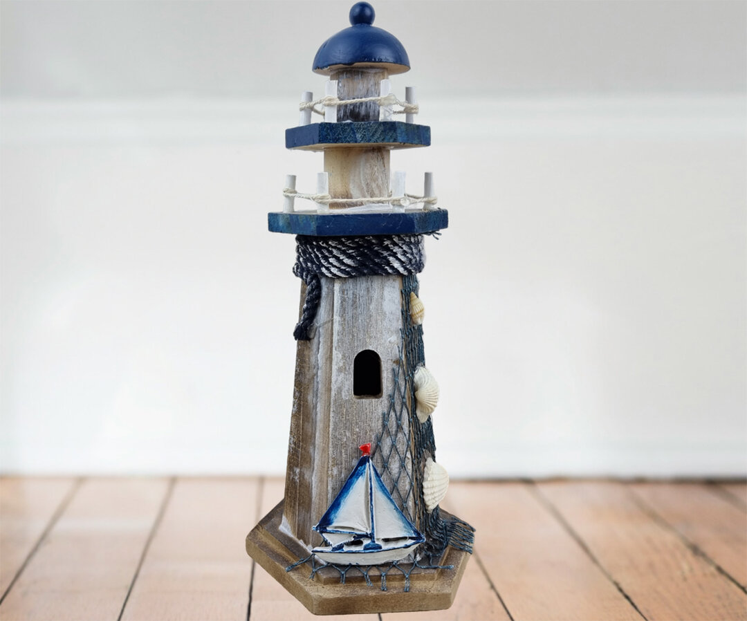 Декоративный Маяк 27x11x11см, Дерево, ручная работа, SHIP