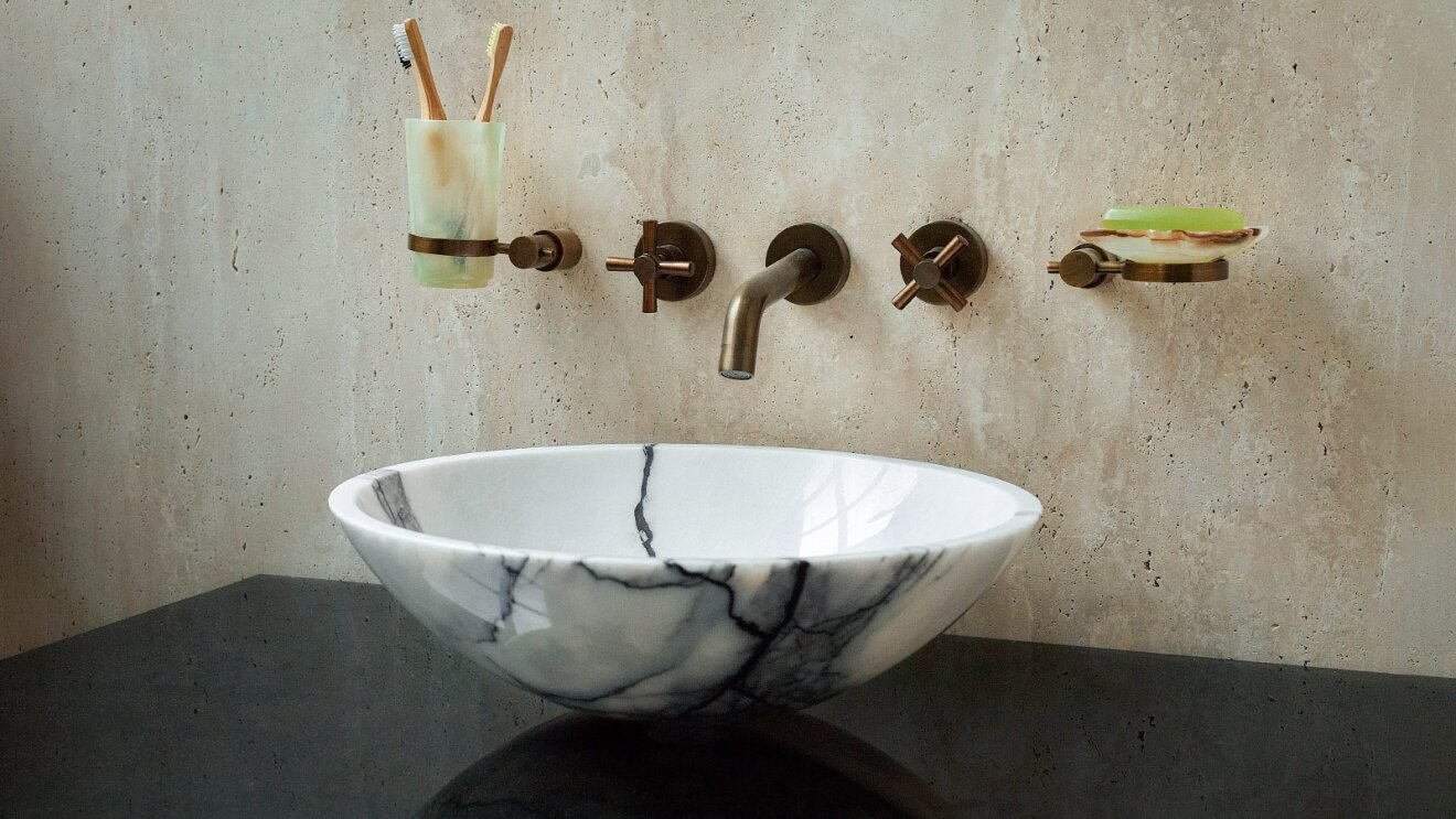 Врезная мойка из белого камня мрамора Sfera 001132111