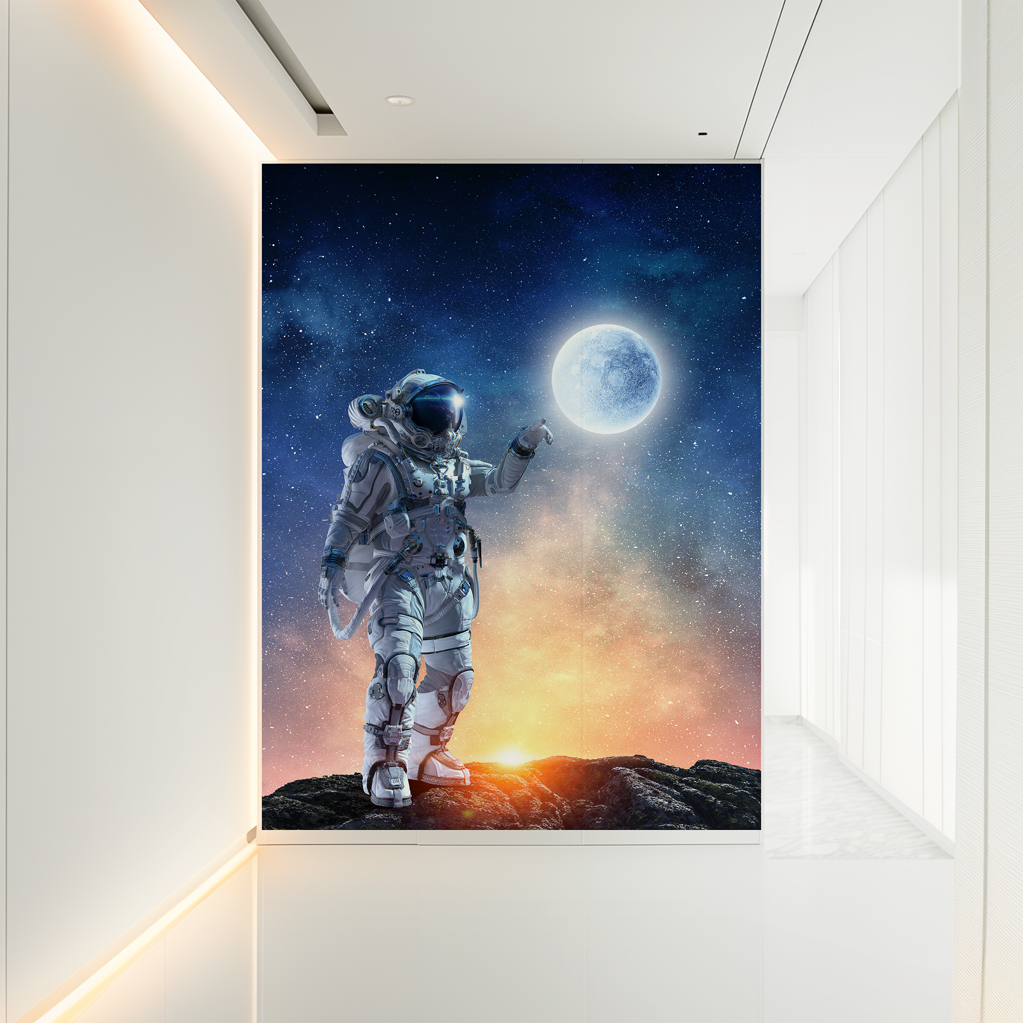 Фотообои 3д на стену "Космонавт", флизелиновые 200х270 см на кухню, спальню, зал, в детскую