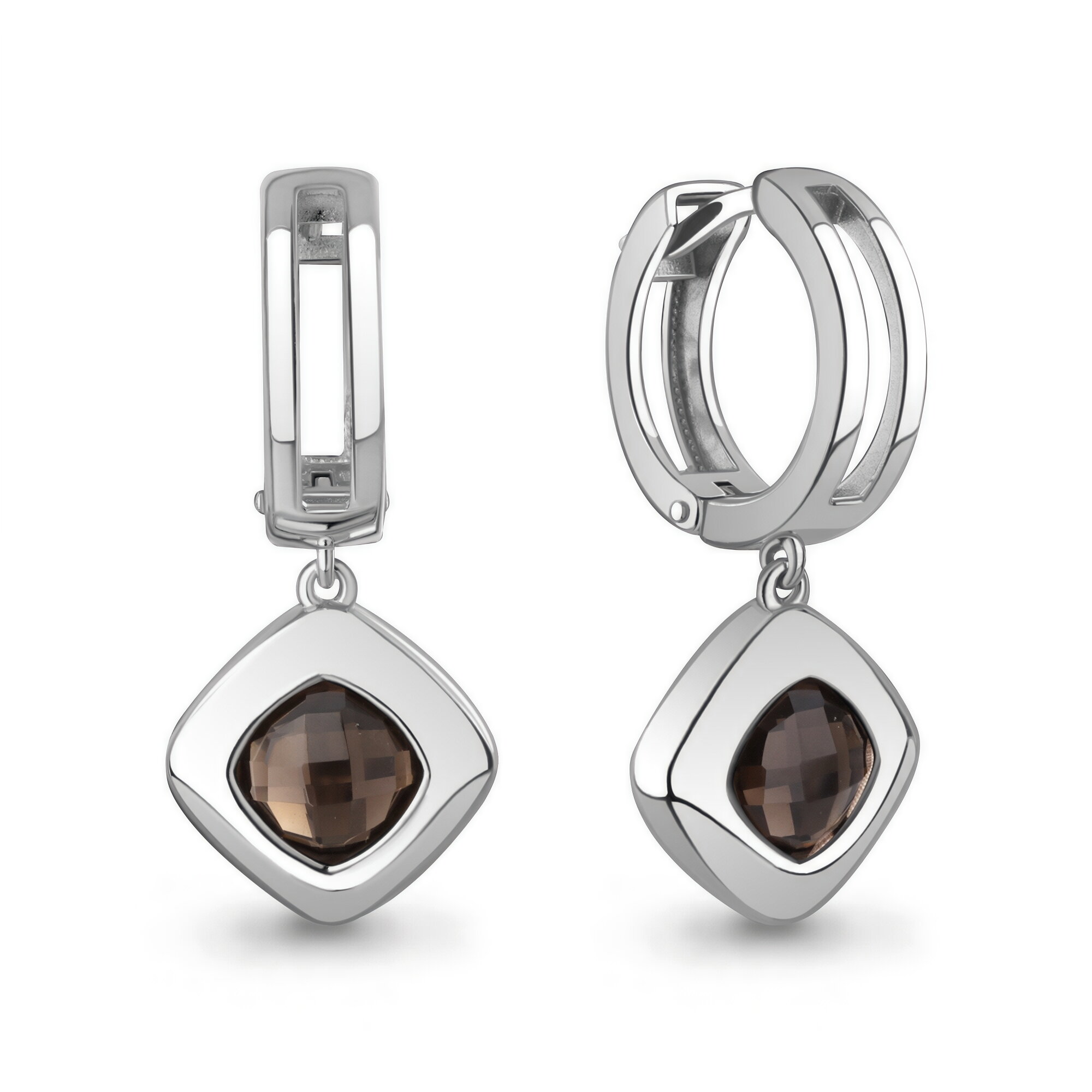 Серьги, серебро, 925 проба, родирование, кварц