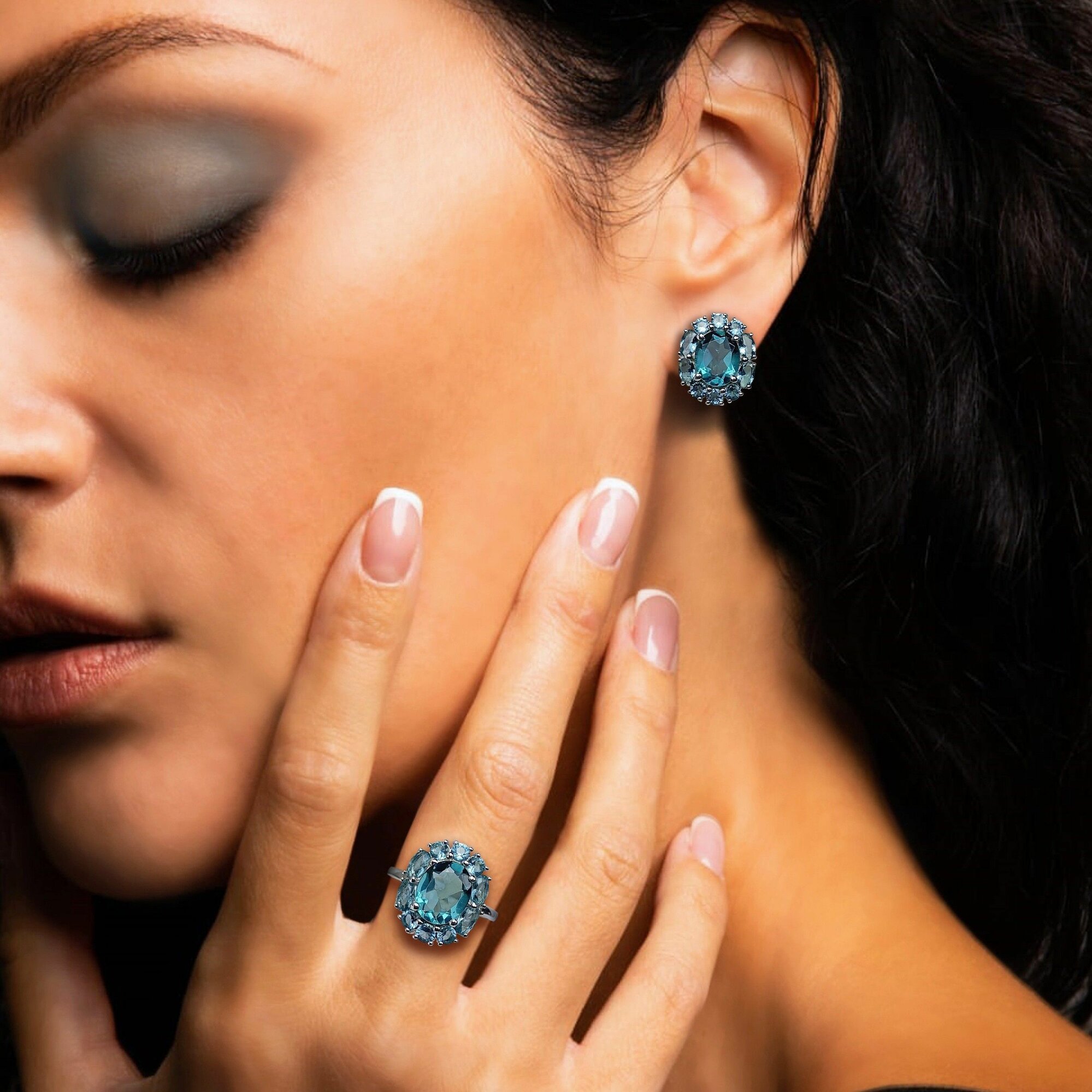 Ювелирный комплект, серебро, 925 проба, родирование