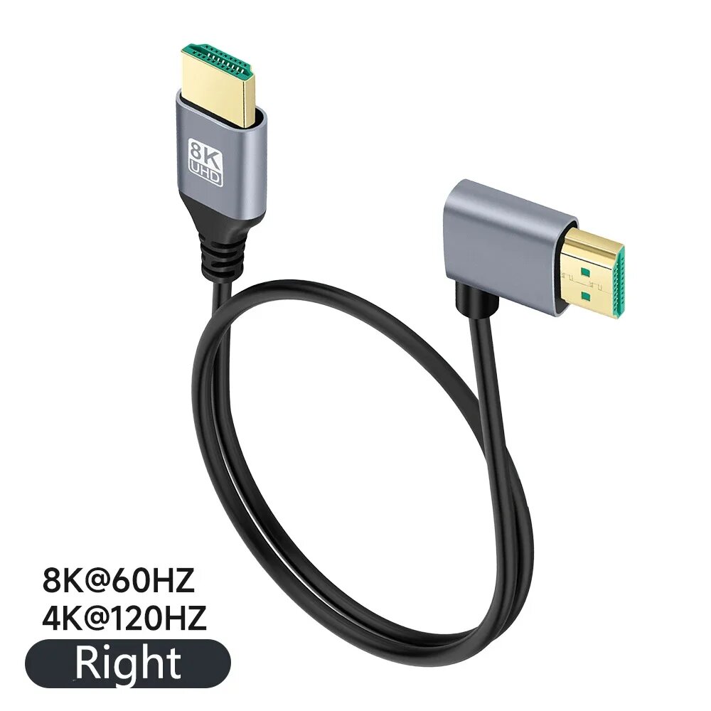 HDMI кабель 2.1 90 градусов 8K 60Гц 4K 120Гц Right, 0.5m