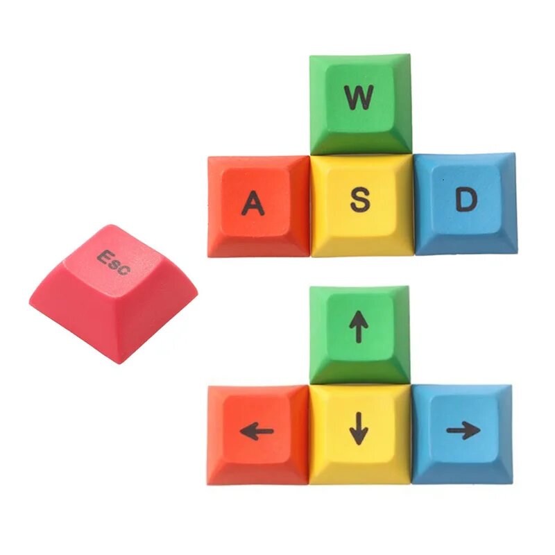 NPKC WASD Arroow ESC Колпачки для клавиш DSA Дополнительный колпачок для клавиш из ПБТ Красный Желтый Синий Зеленый Колпачки для клавиш MX Switch Механическая клавиатура DIY