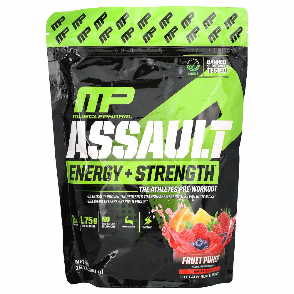 MusclePharm, Assault®, предтренировочный комплекс, фруктовый пунш, 344 г (12,1 унции)
