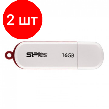 Комплект 2 штук, Флеш-память Silicon Power LuxMini 320, 16Gb, USB 2.0, бел, SP016GBUF2320V1W