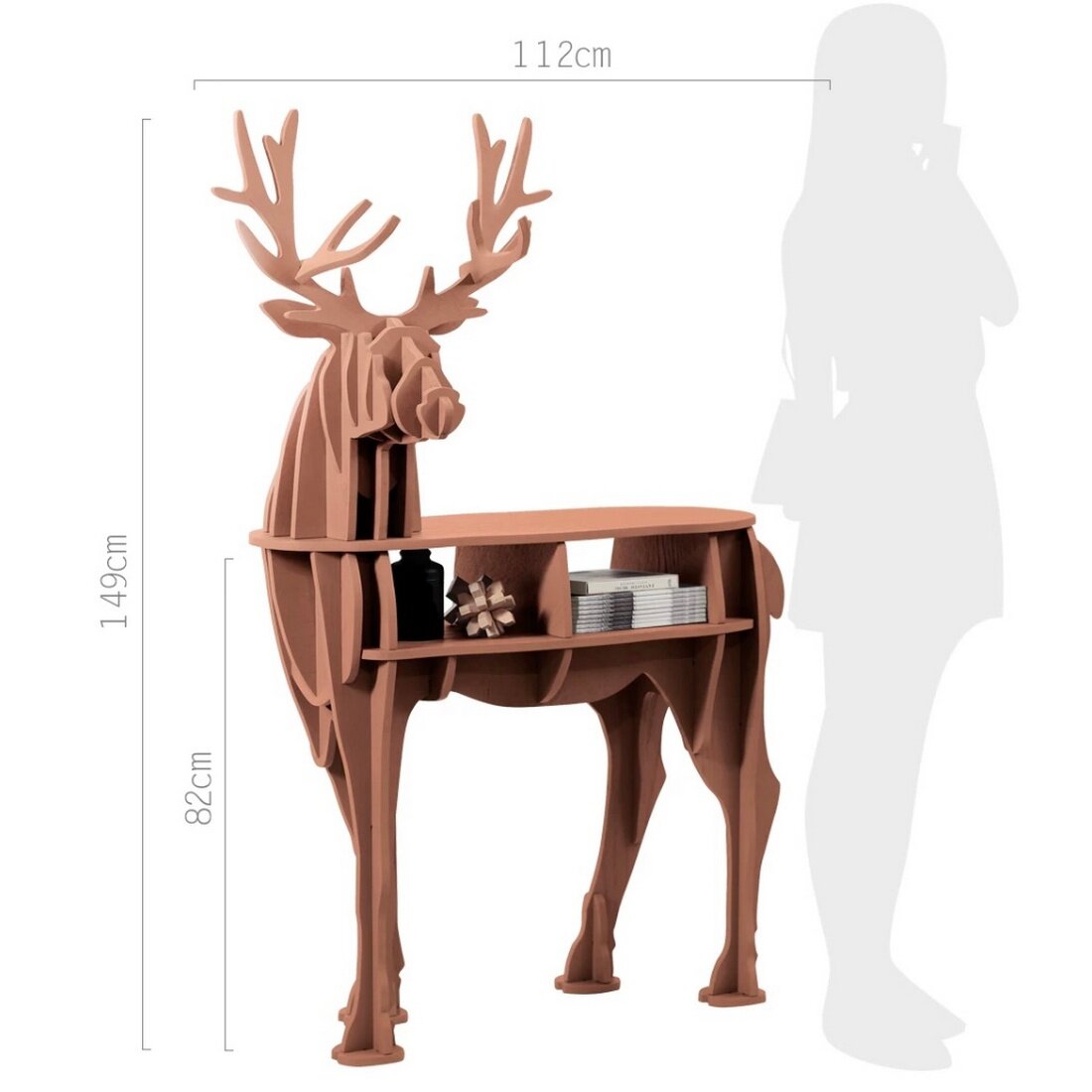 Консоль Wooden Deer Table (149см/ с открытыми полочками / цвет персиковый)