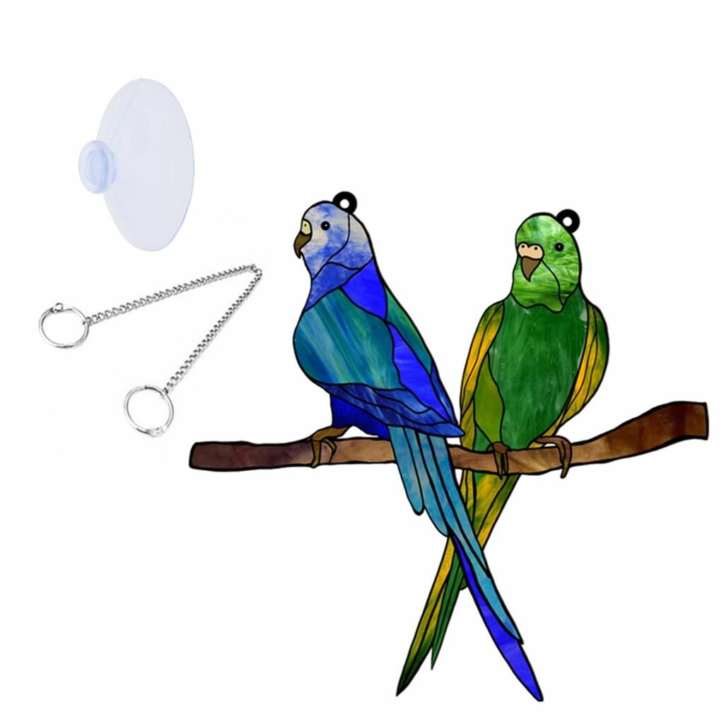 Витражные птицы, подвешиваемые к окну с акриловым мультяшным орнаментом