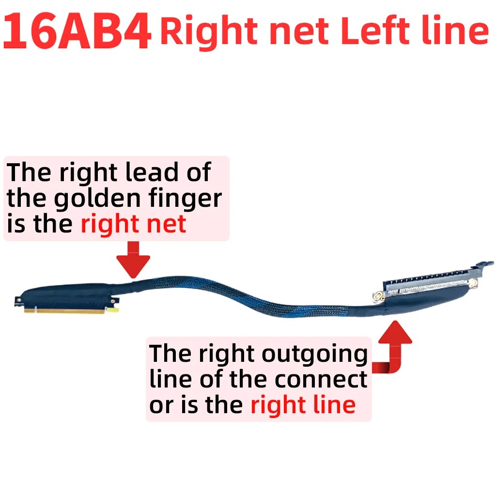 Кабель PCI-e 4.0 x16 50cm, 16AB4 Right to Left