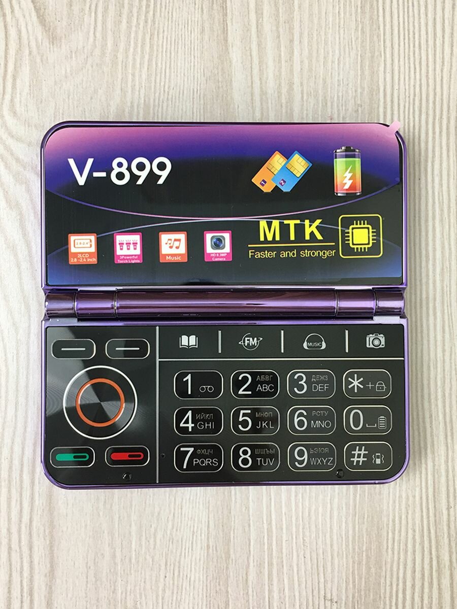 V-899 складной мобильный телефон GSM 2G, две SIM-карты, 32 ГБ + 64 ГБ (поддерживает русский язык)