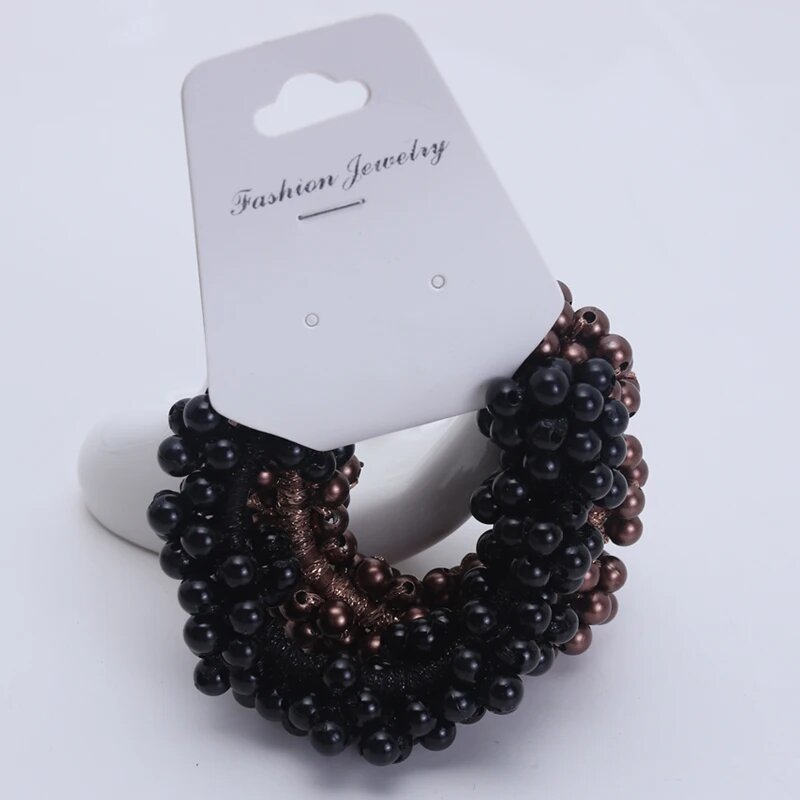 Резинка для волос Black Brown с жемчугом