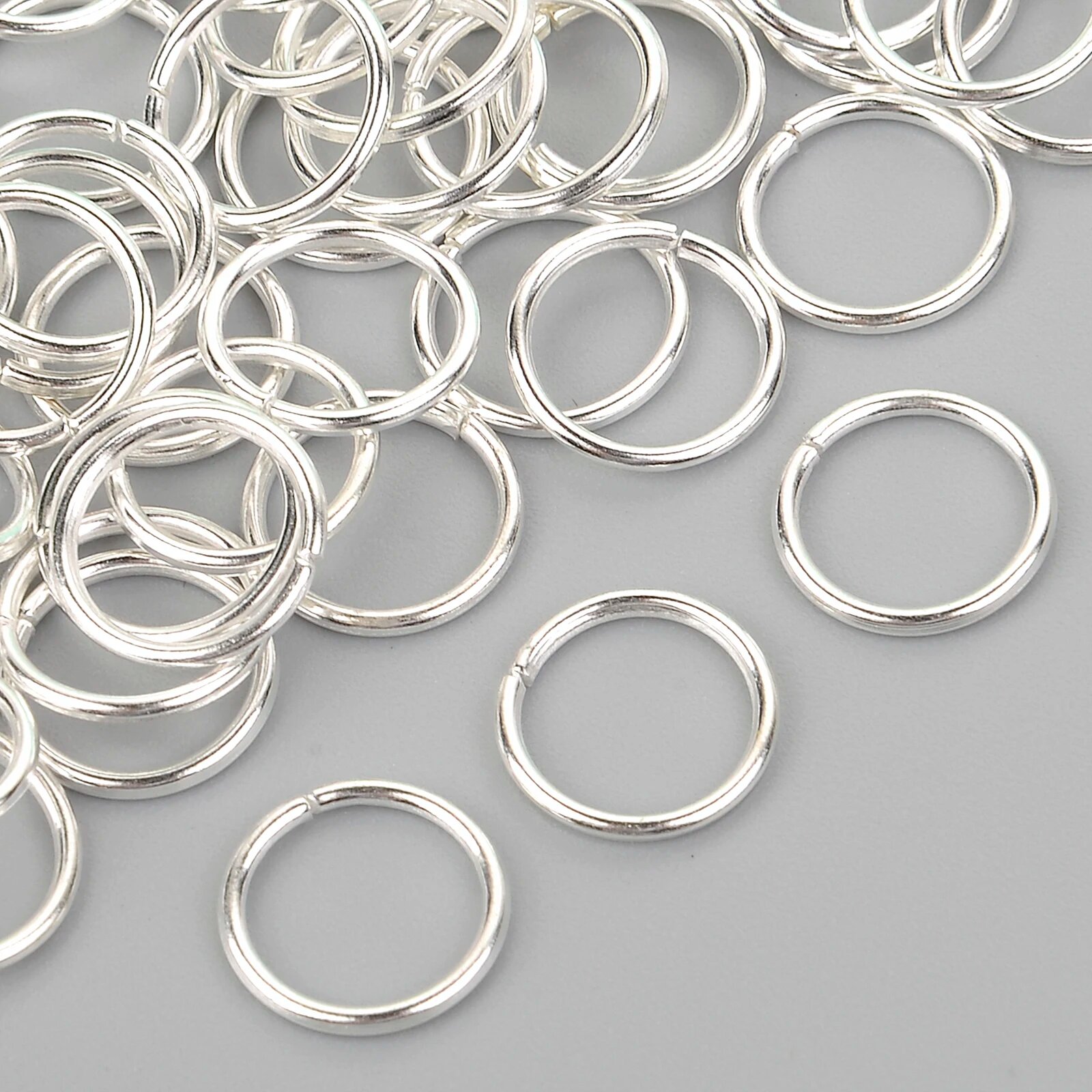 Открытые металлические кольца для бижутерии 10 мм 50/100 шт Серебряный, 100 Pcs, Smooth Silver